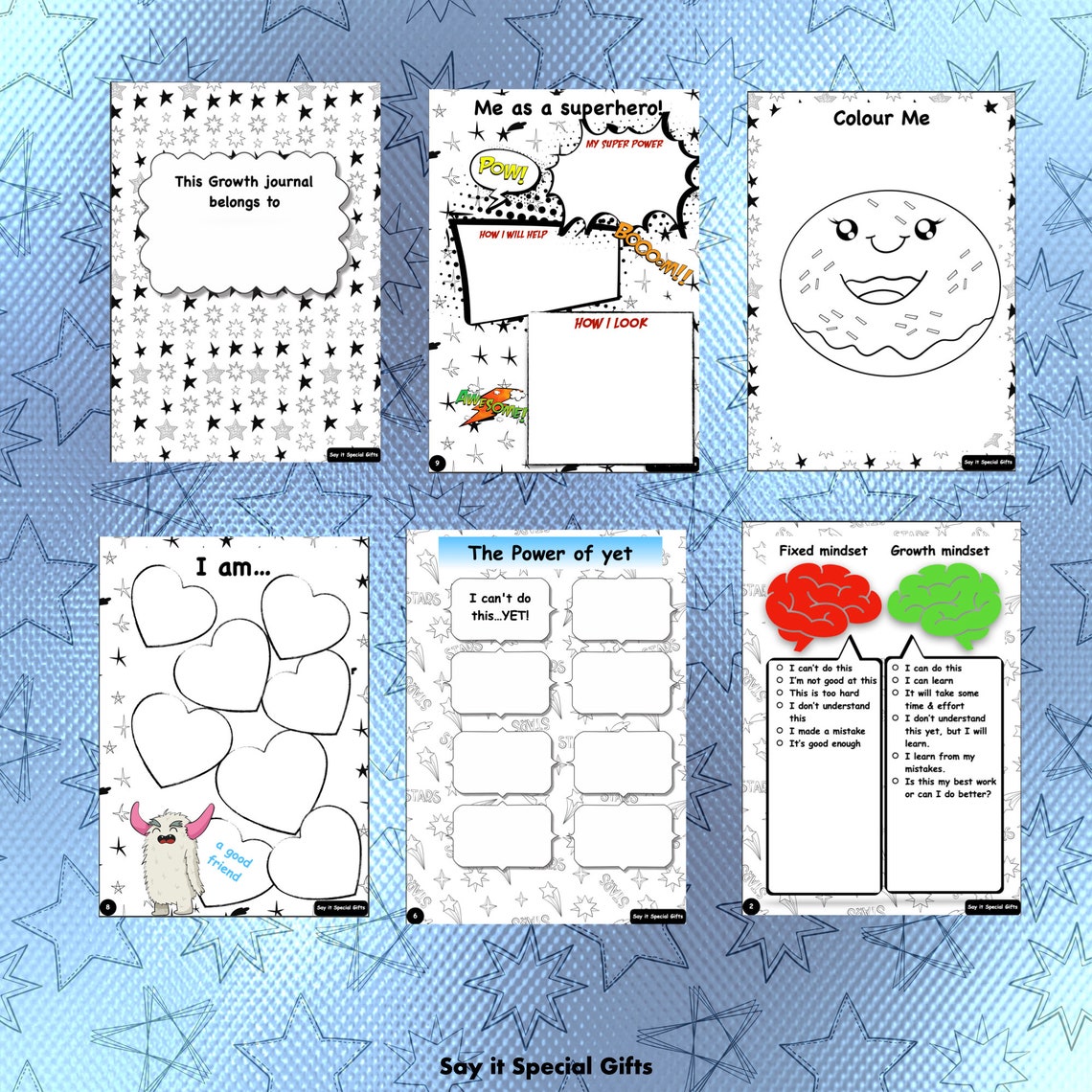Kids Growth Mindset Gratitude Journal, Boys Digital PDF Download, A4 ...