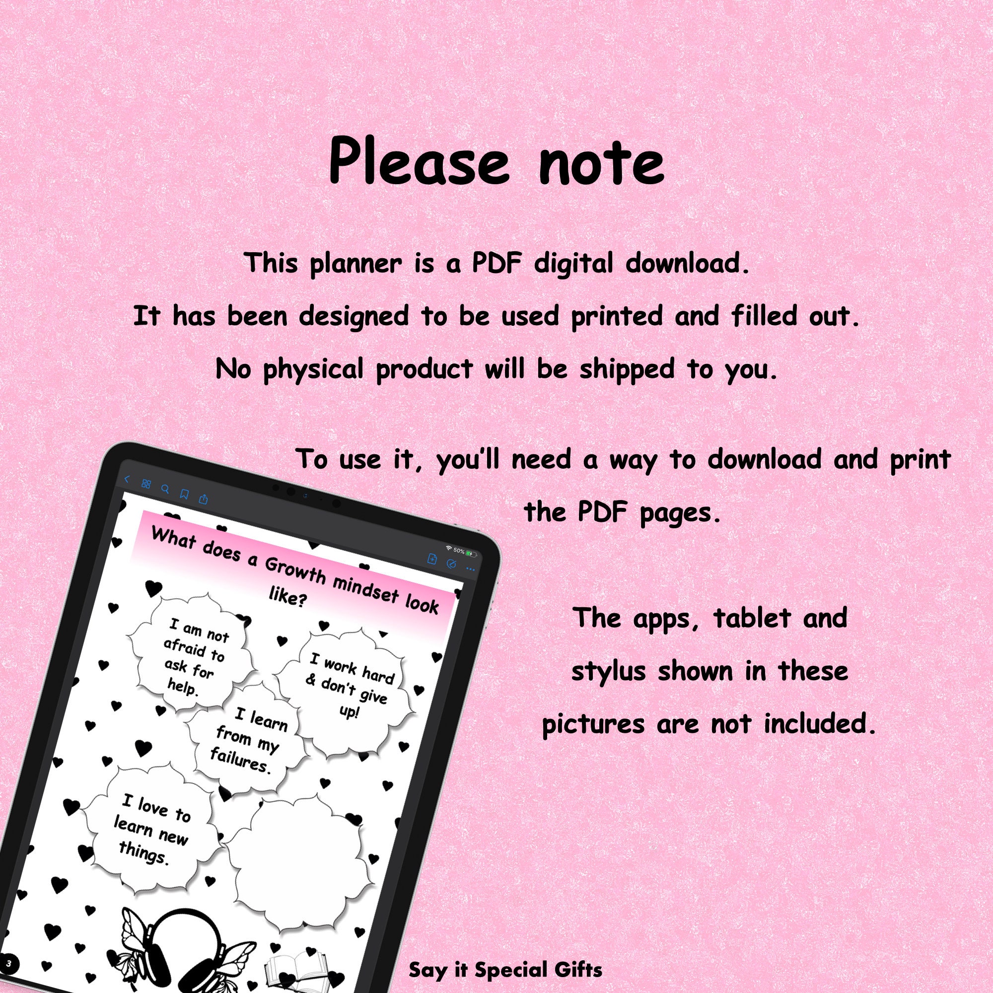 Kids Growth Mindset Gratitude Journal, Girls Digital PDF Download, A4 ...