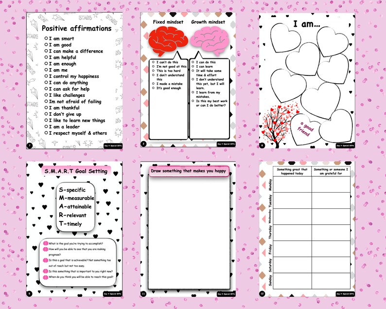 Kids Growth Mindset Gratitude Journal, Girls Digital PDF Download, A4 ...