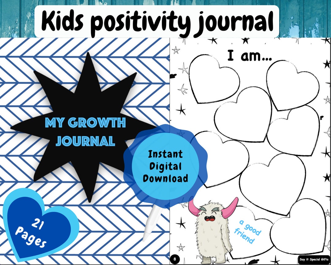 Kids Growth Mindset Gratitude Journal, Boys Digital PDF Download, A4 ...