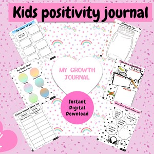 Kids Growth Mindset Gratitude Journal, Girls Digital PDF Download, A4 ...