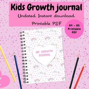 Kids Growth Mindset Gratitude Journal, Girls Digital PDF Download, A4 ...
