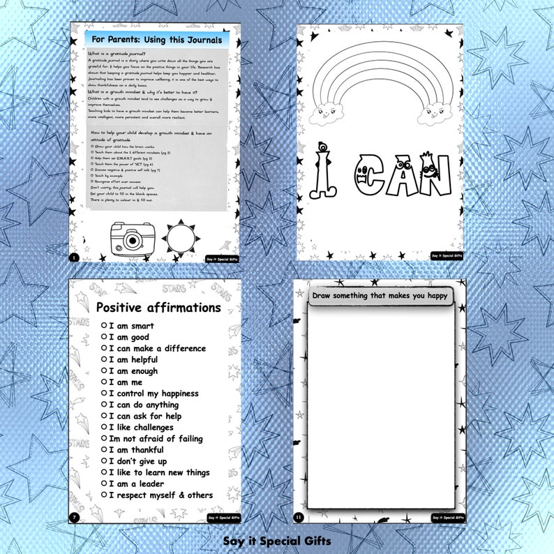 Kids Growth Mindset Gratitude Journal, Boys Digital PDF Download, A4 ...