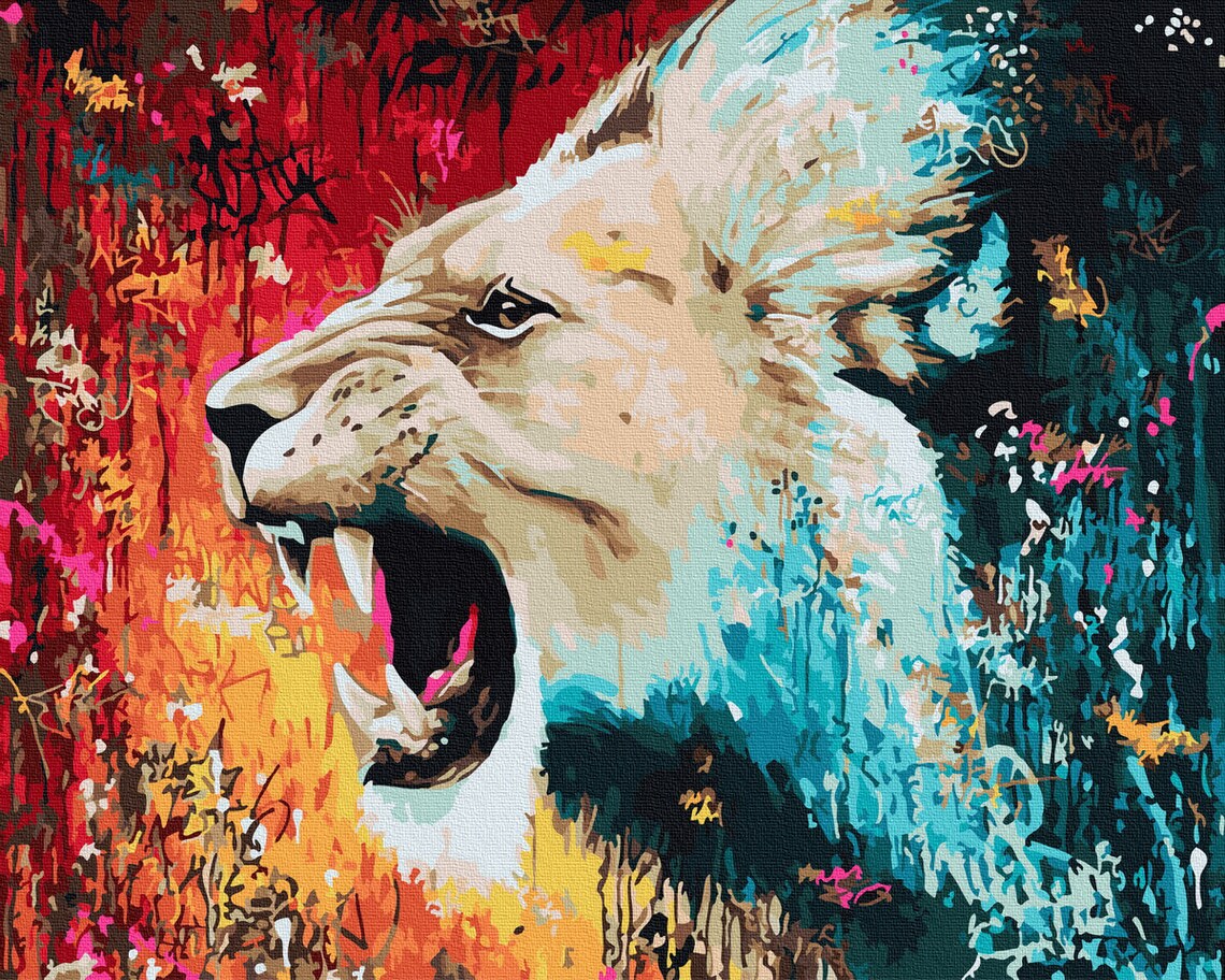 Paint by number kit Lion Framed Paint by numbers for adult | Etsy