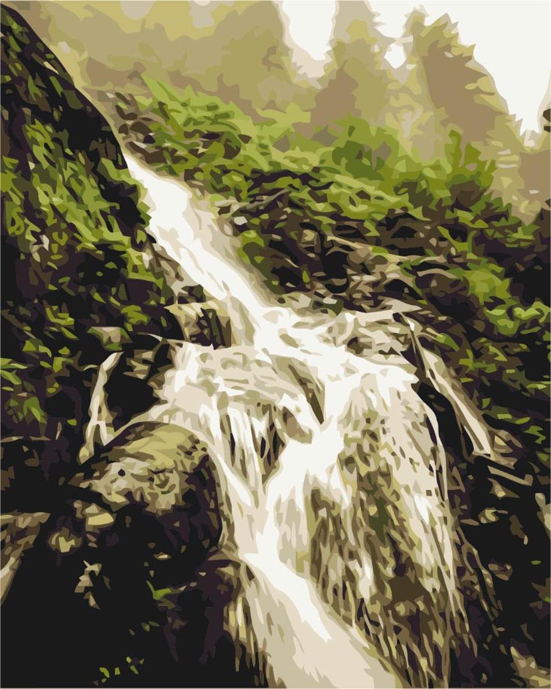 Waterfall Paint by Numbers Kit Kit for Adult With FRAME, Landscape ...