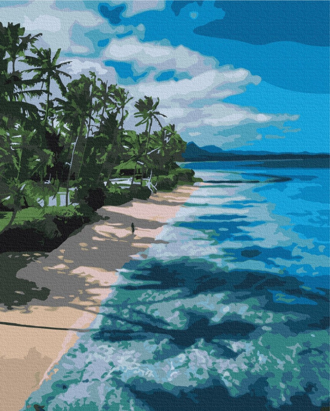 Tropical Beach Paint by Number Kit: Framed Seascape Canvas (40x50cm or ...