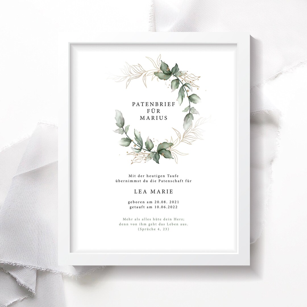 Sponsorship Letter Personalized Godparent Certificate to Godparents for ...