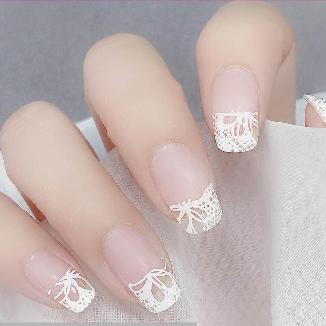 Reyna Rose F006 White Lacenail Artnail Stickersreal Nail - Etsy