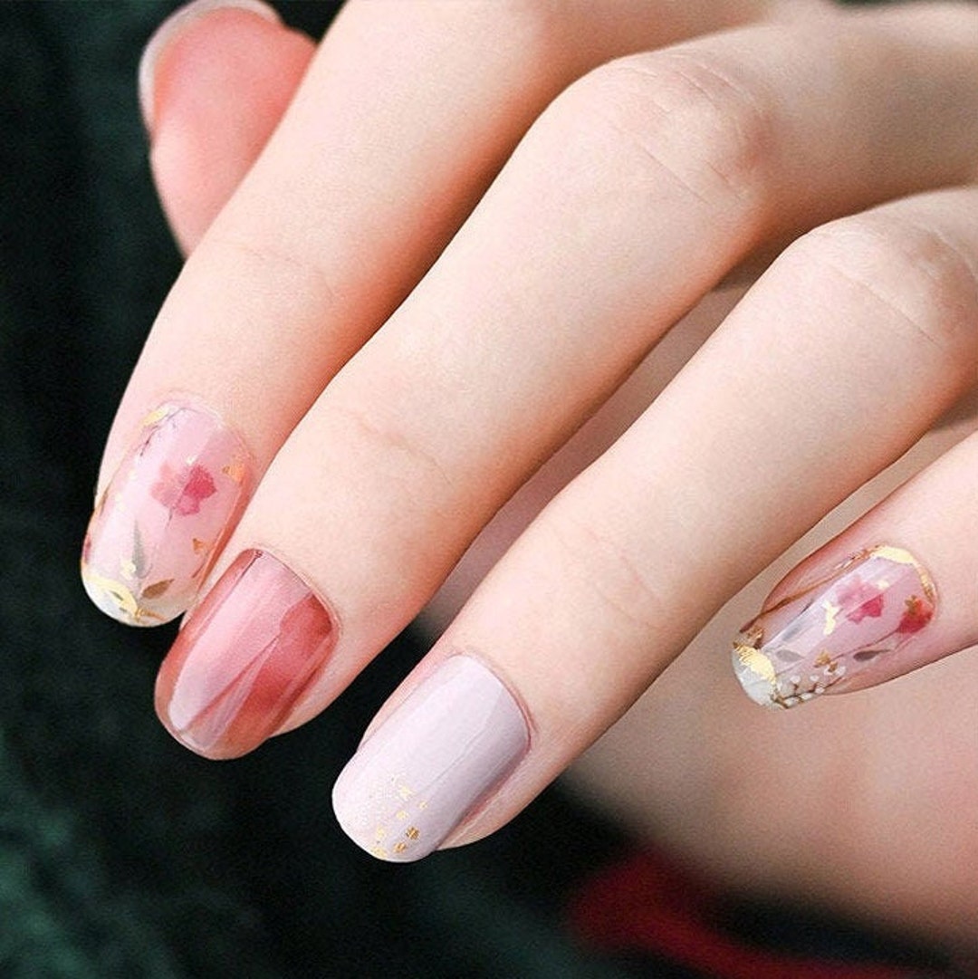 Reyna Rose Floral Gold Roserare Nail Wrapsnail Stripsnail - Etsy