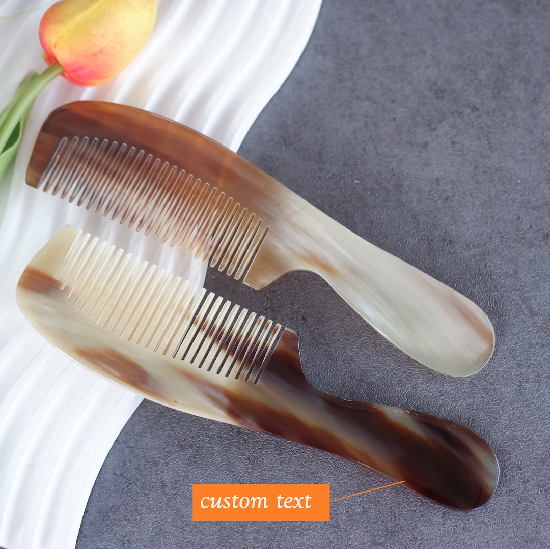 Personalized Genuine Luxury Buffalo Horn Comb, Anti Static and Massage ...