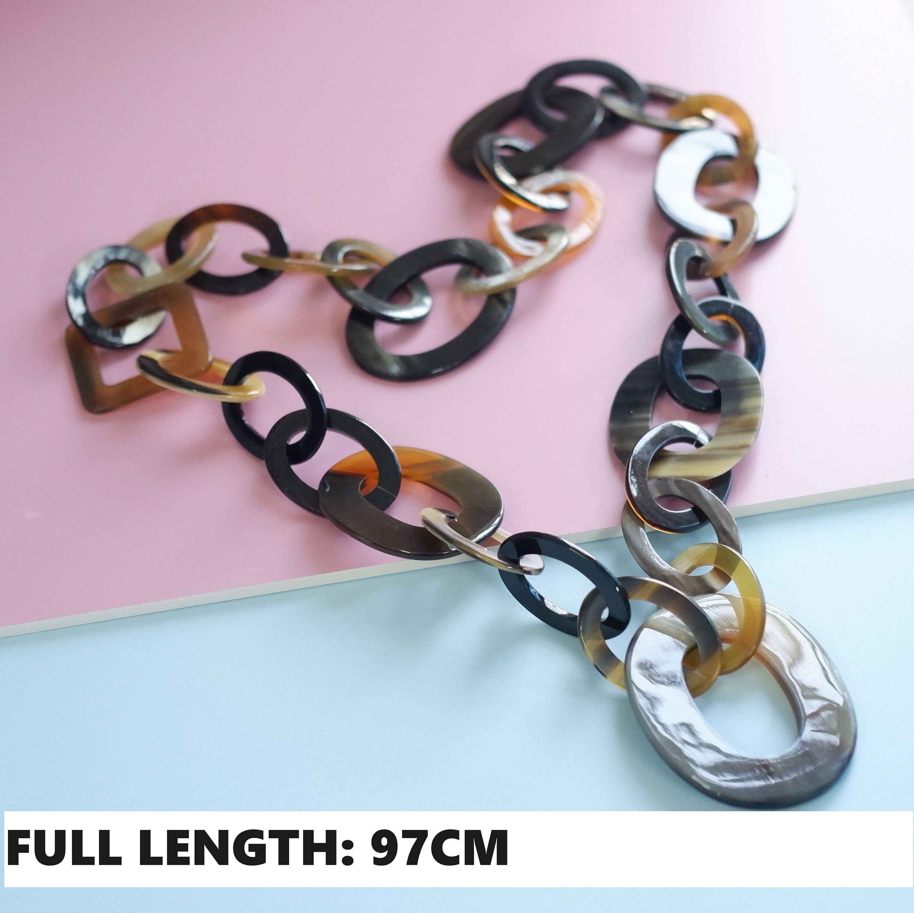 Long and Large Chunky Rough Link Chain Buffalo Horn Necklace, Buffalo ...