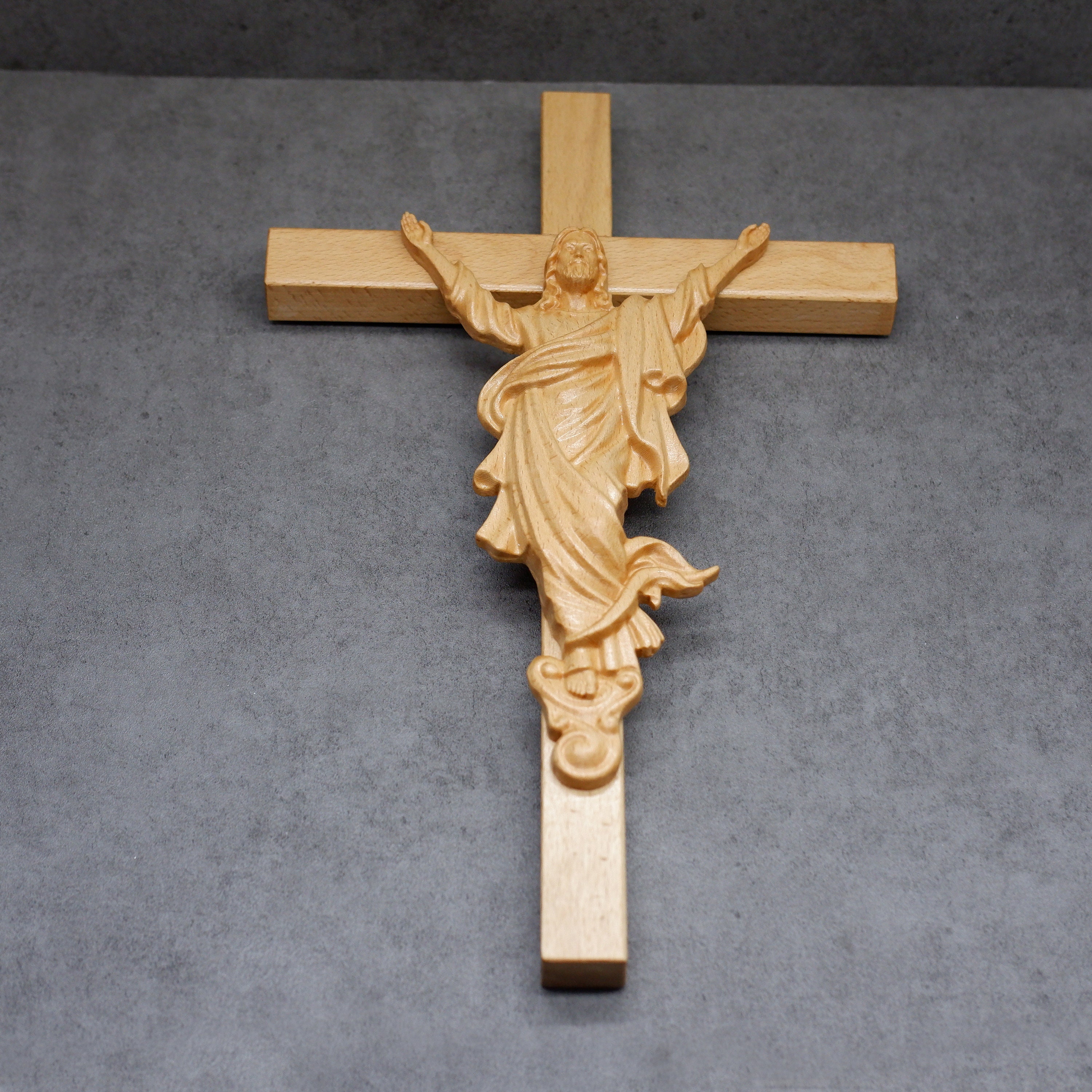 Handmade Wooden Jesus on the Cross Statue, Catholic Statue for Home ...