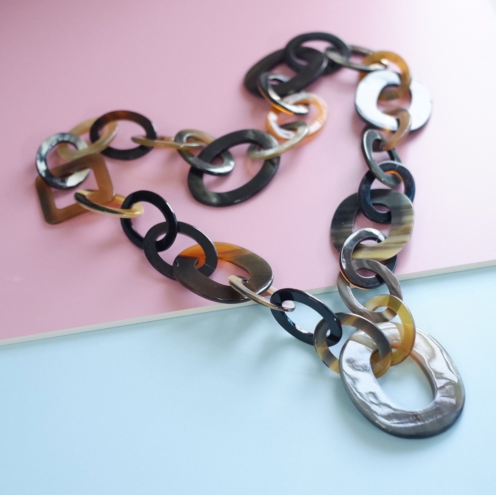 Long and Large Chunky Rough Link Chain Buffalo Horn Necklace, Buffalo ...