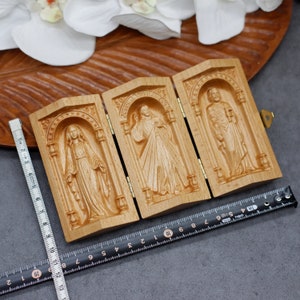 Wooden Catholic Triptych for Home Decor, Prayer Altar Catholic, Wooden ...
