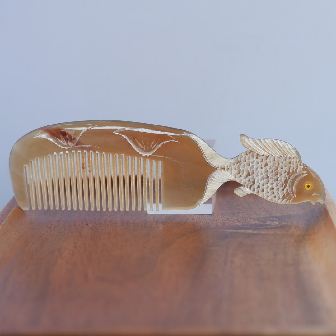Personalized Genuine Fish Enggrave Buffalo Horn Comb, Anti Static and ...