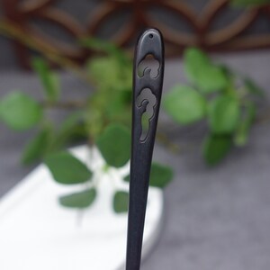 Vintage Black Wooden Hair Sticks, Handmade Minimalist Wooden One Prong ...
