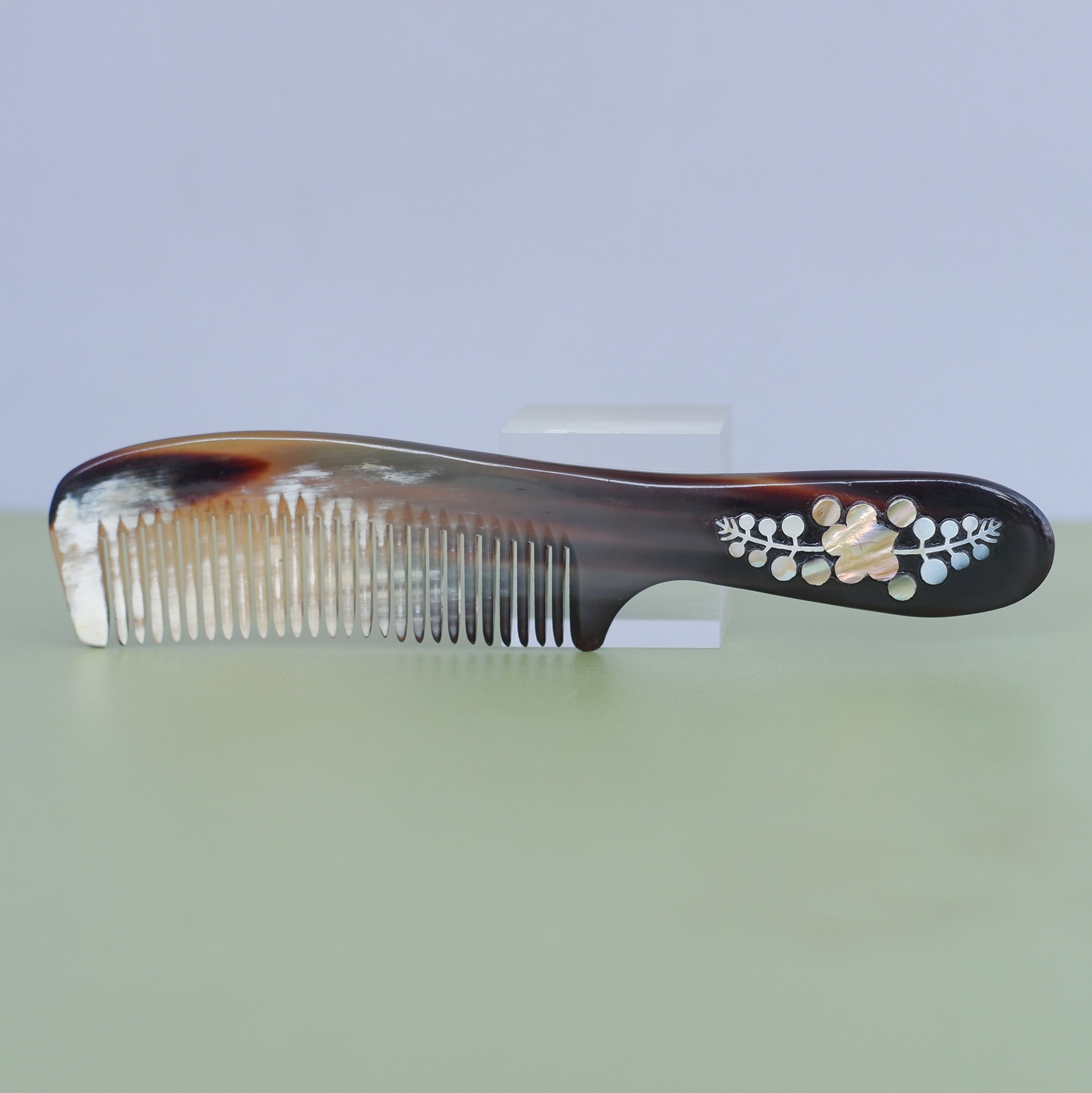 Personalized Genuine Pearl Inlaid Buffalo Horn Comb, Anti Static and ...