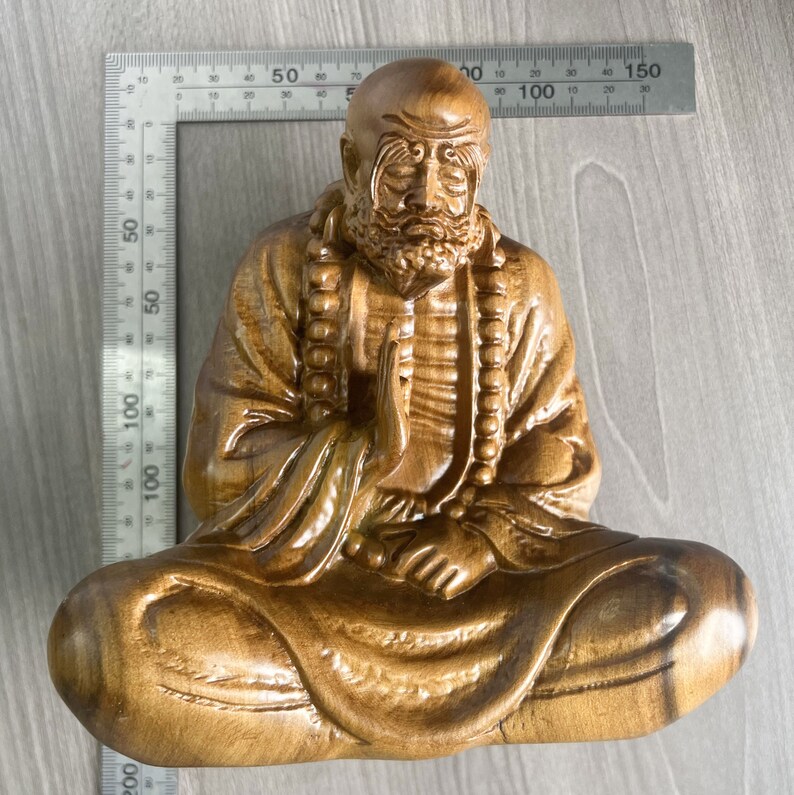 Wooden Dharma Zen Master Statue, Buddha Statue Small, Wooden Buddhist ...
