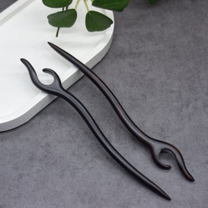 Personalized Wooden Simple Hair Sticks, Vintage Black Wooden One Prong ...