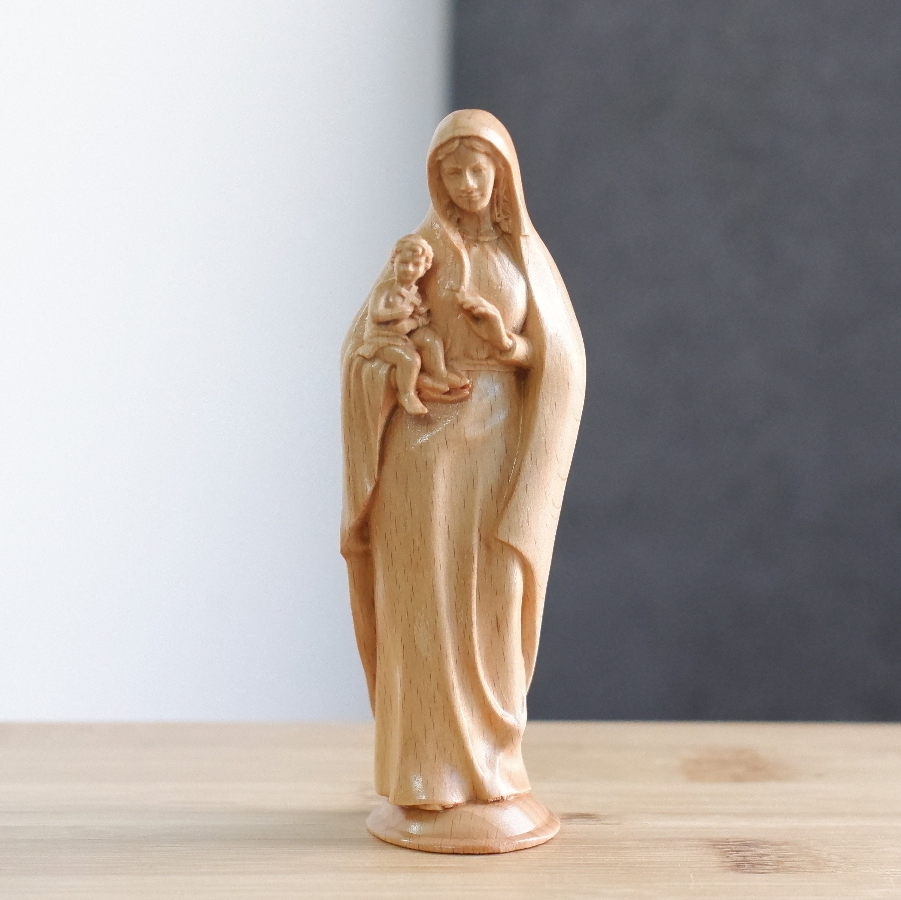 Wooden Virgin Mary and Baby Jesus Statue, A Symbol of Love and Devotion ...