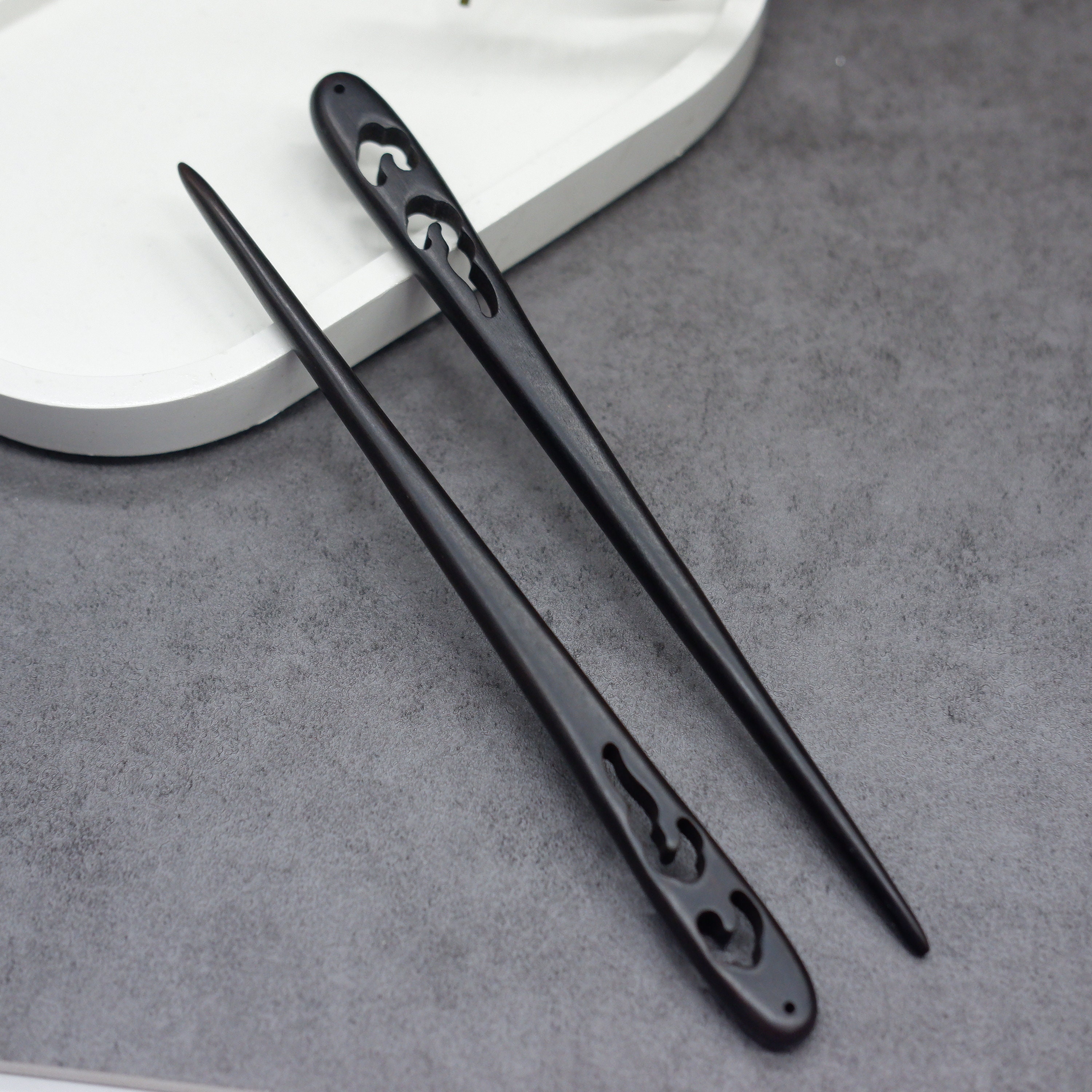 Vintage Black Wooden Hair Sticks, Handmade Minimalist Wooden One Prong ...