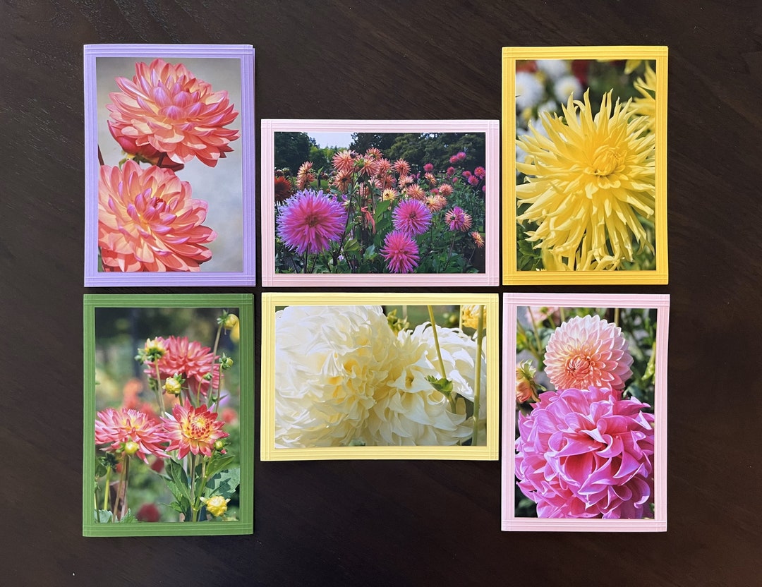 Flower Photo Note Cards, Set of 6 Handmade Blank Photo Cards With ...