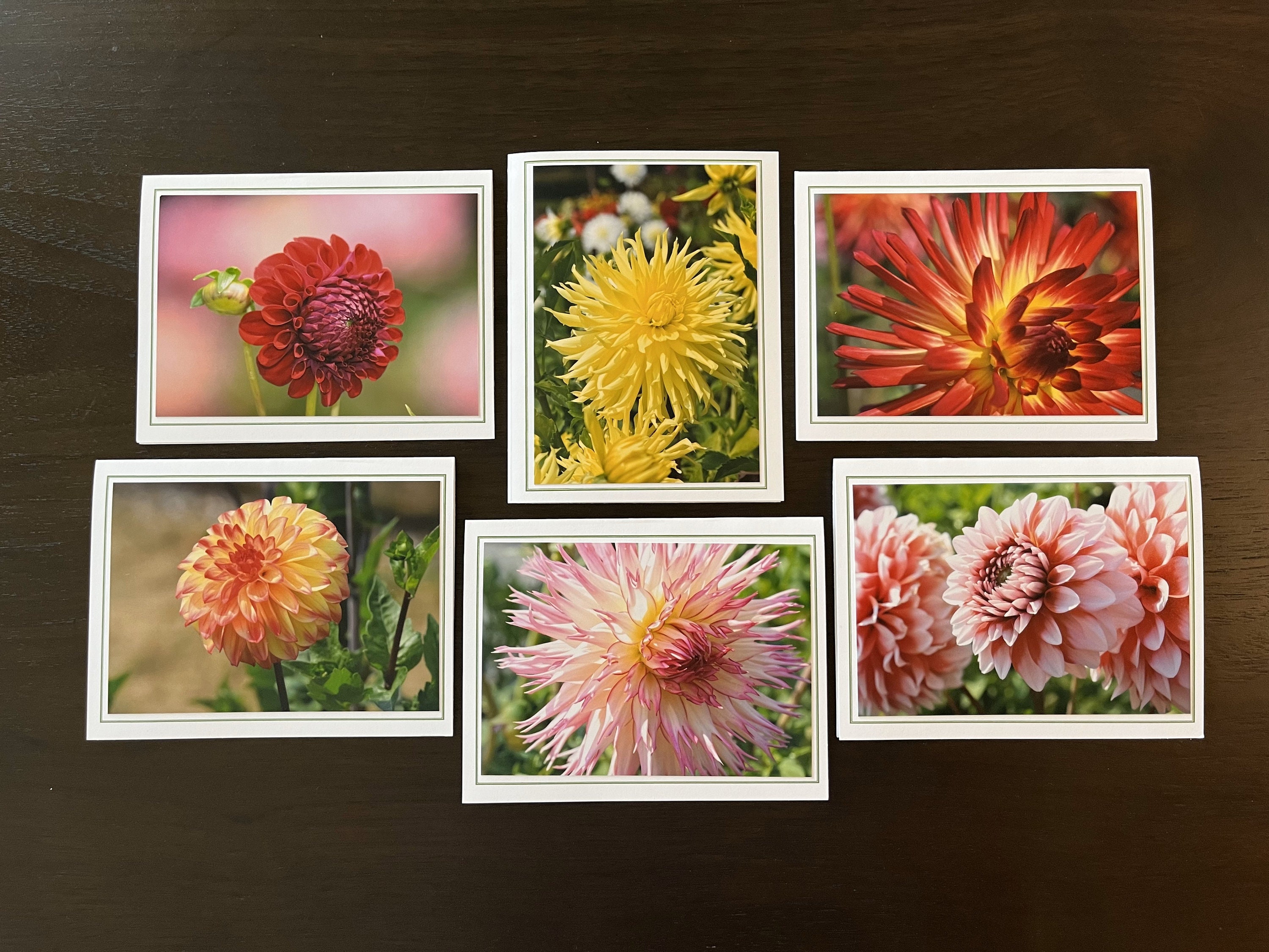 Flower Photo Note Cards, Set of 6 Handmade Blank Photo Cards With ...