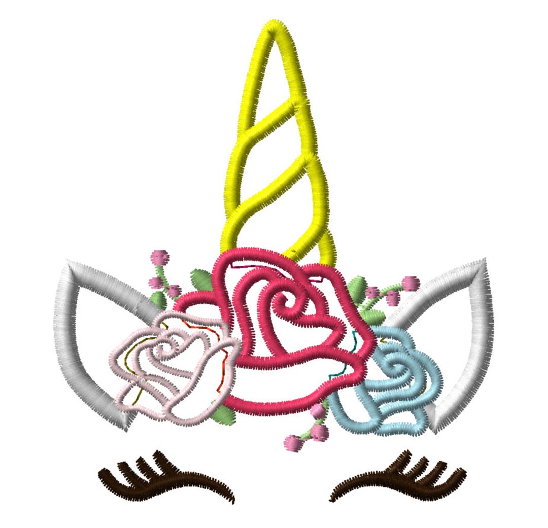 Floral Unicorn 4x4-applique Design Machine Embroidery Design, Magical ...