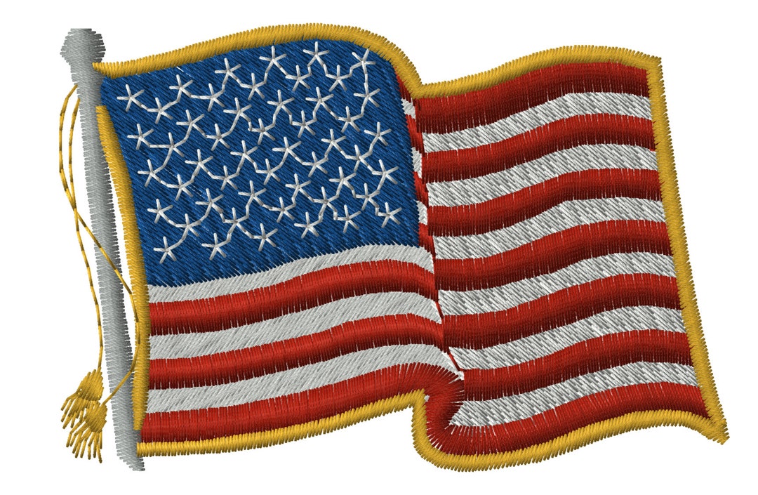 American Flag Machine Embroidery Design, USA Flag Embroidery, US Flag ...