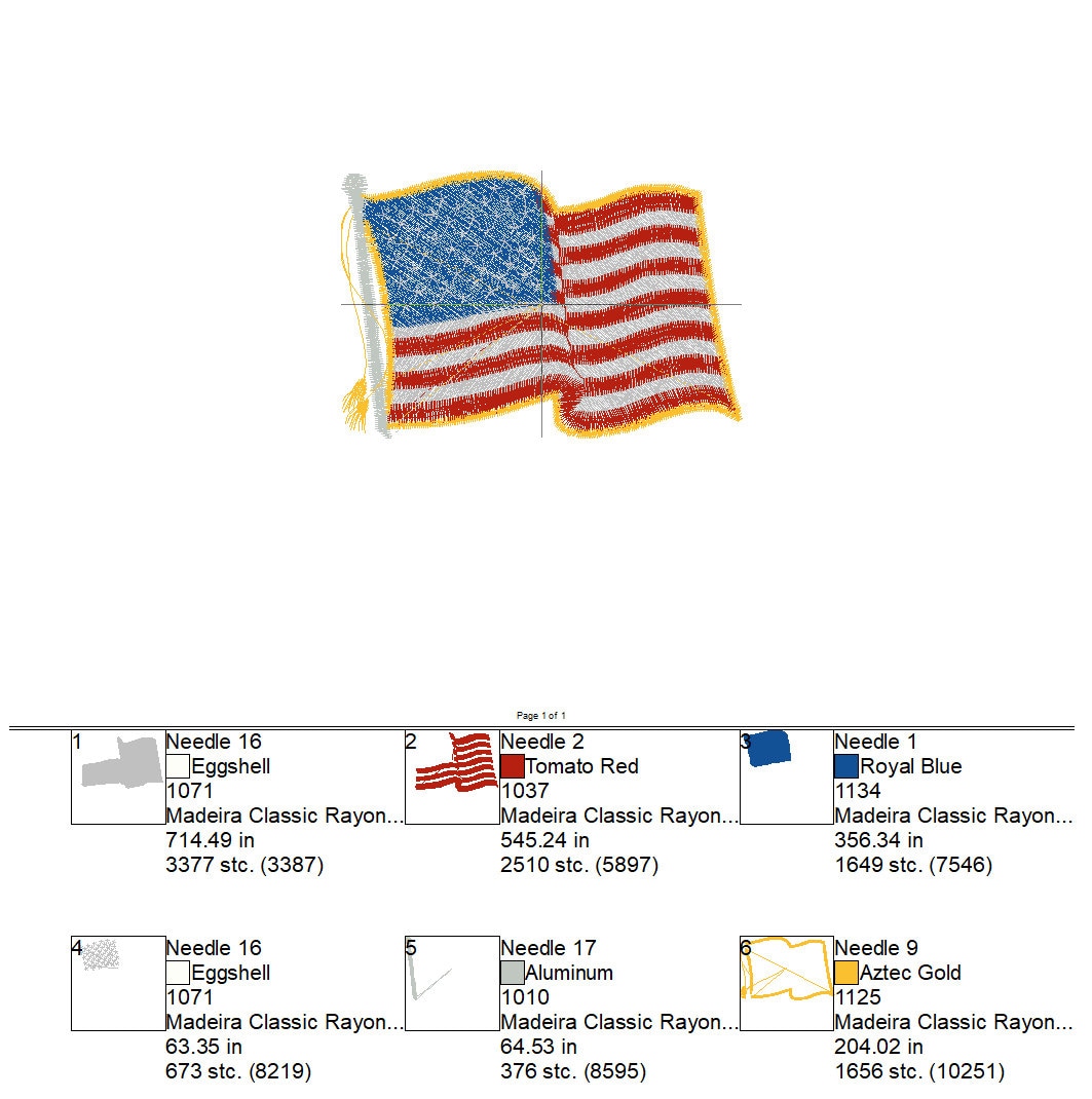 American Flag Machine Embroidery Design, USA Flag Embroidery, US Flag ...