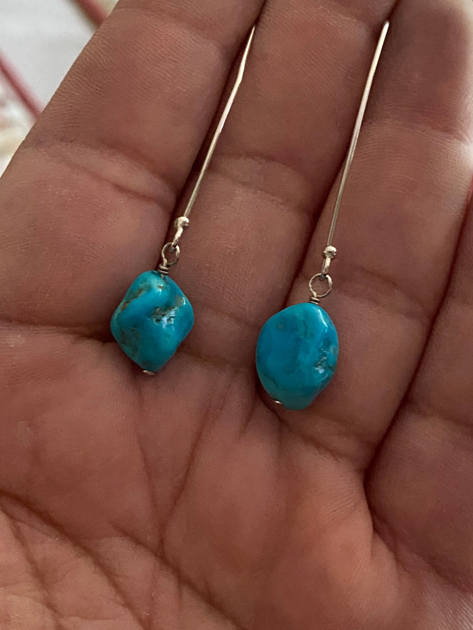 Pepitas naturales de color turquesa azul engarzados en 925 - Etsy España