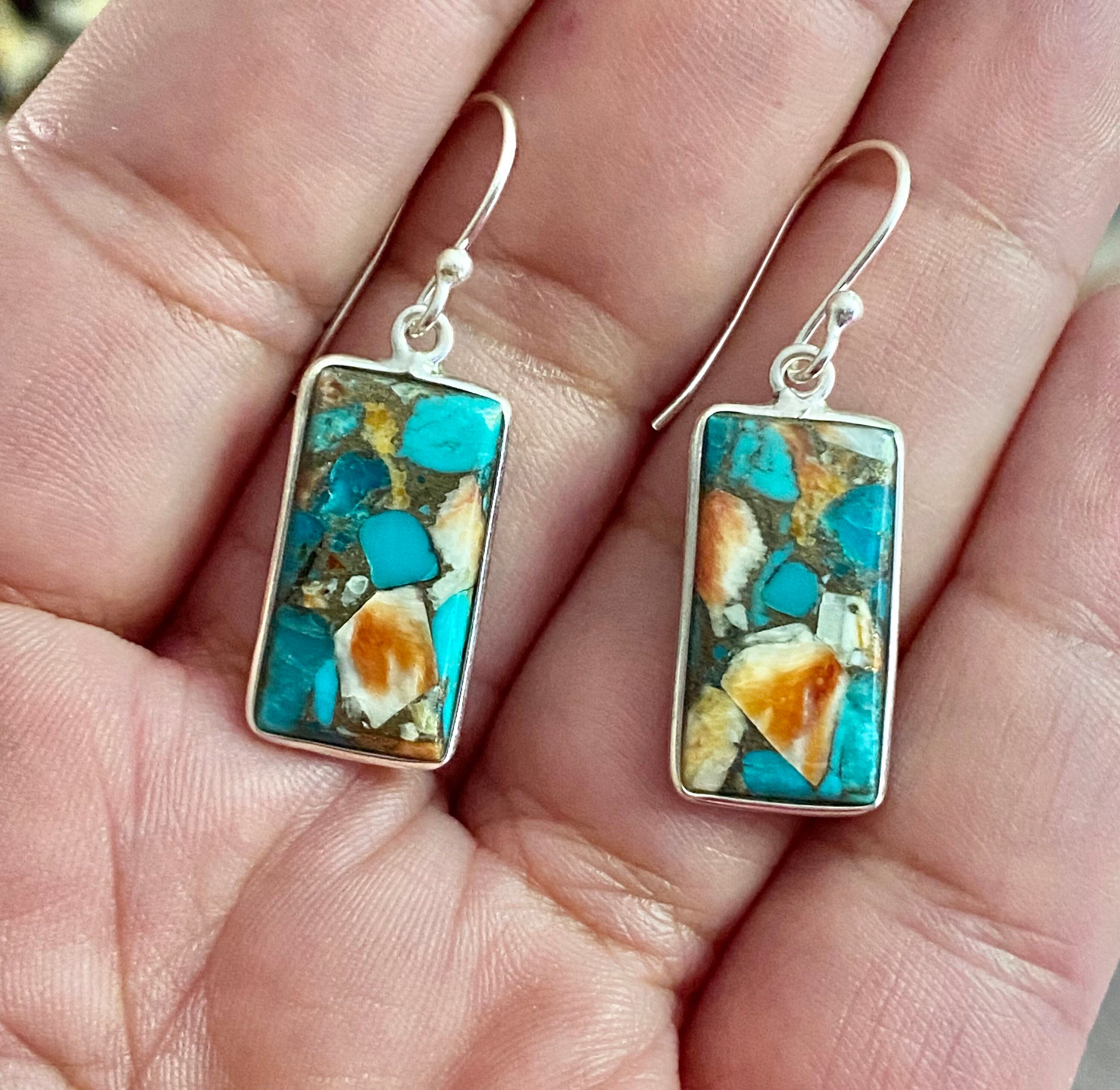 Spiny Oyster and Arizona Turquoise 925 Sterling Silver - Etsy