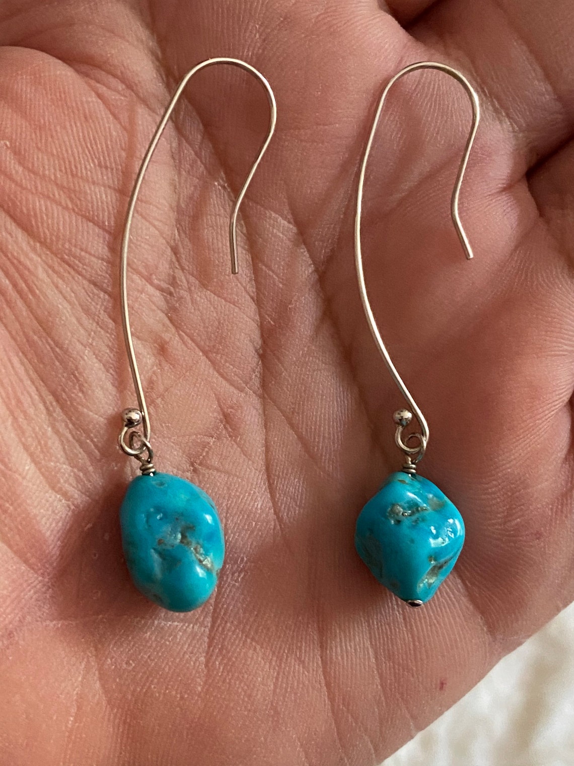 Pepitas naturales de color turquesa azul engarzados en 925 - Etsy España