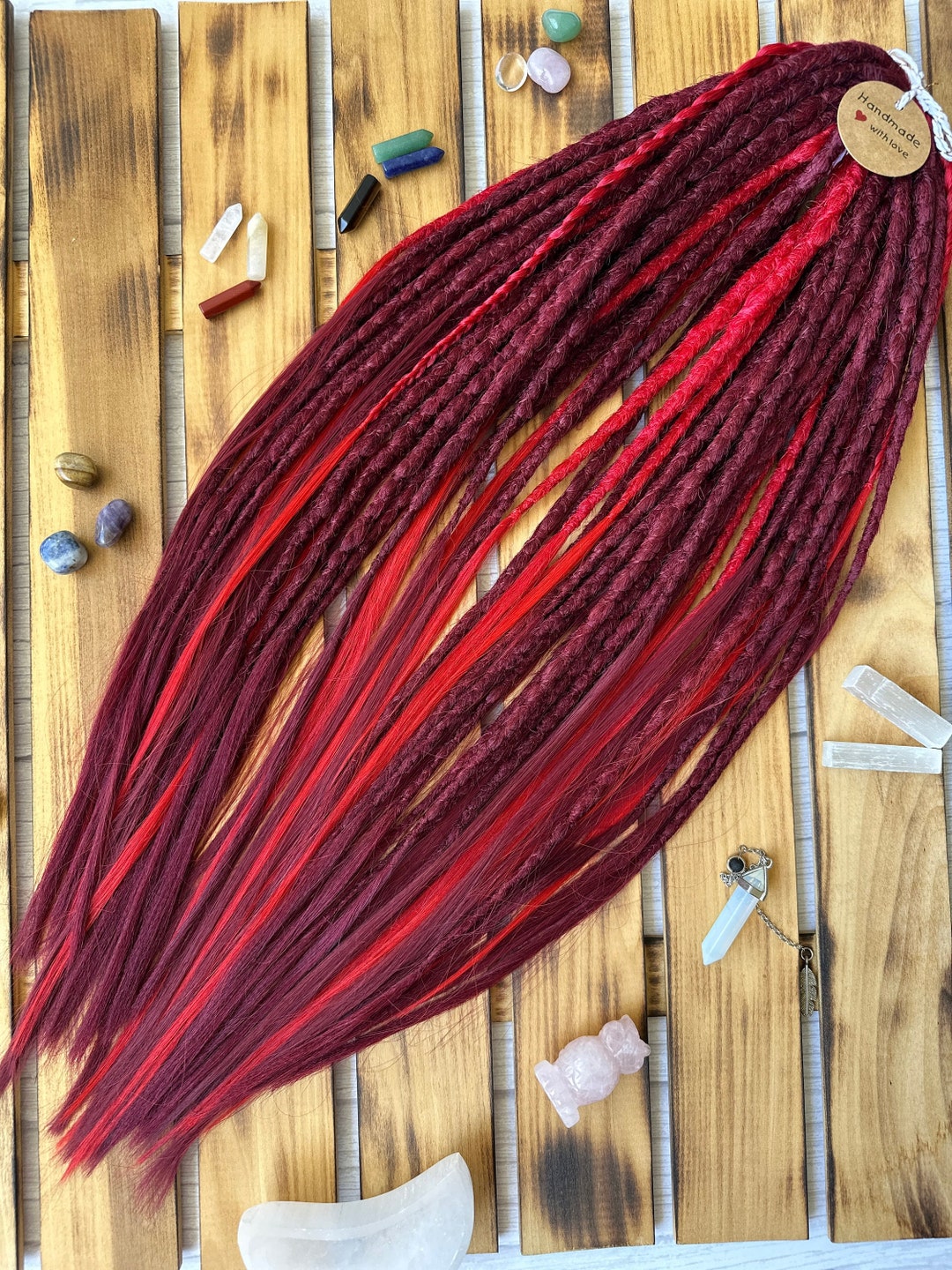 Burgundy & Red Synthetic Dreadlocks: 22-24 Inch Double Ended Braids - Etsy