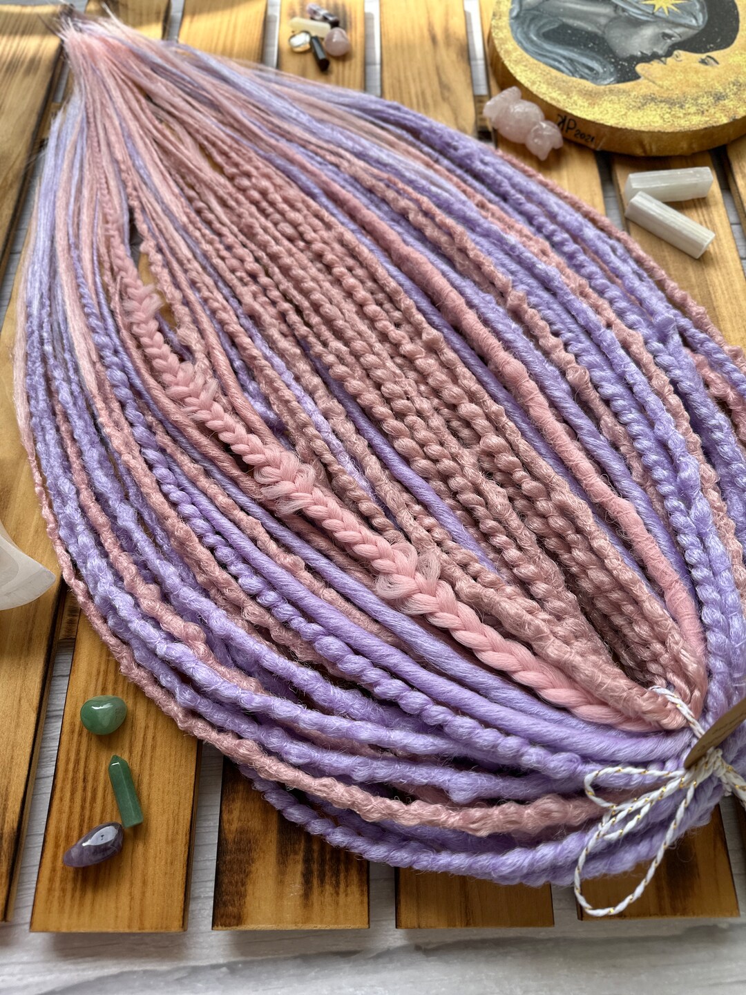 Rose Pink & Lavender Synthetic Dreadlocks: 24-25 Inch Double Ended Locs ...