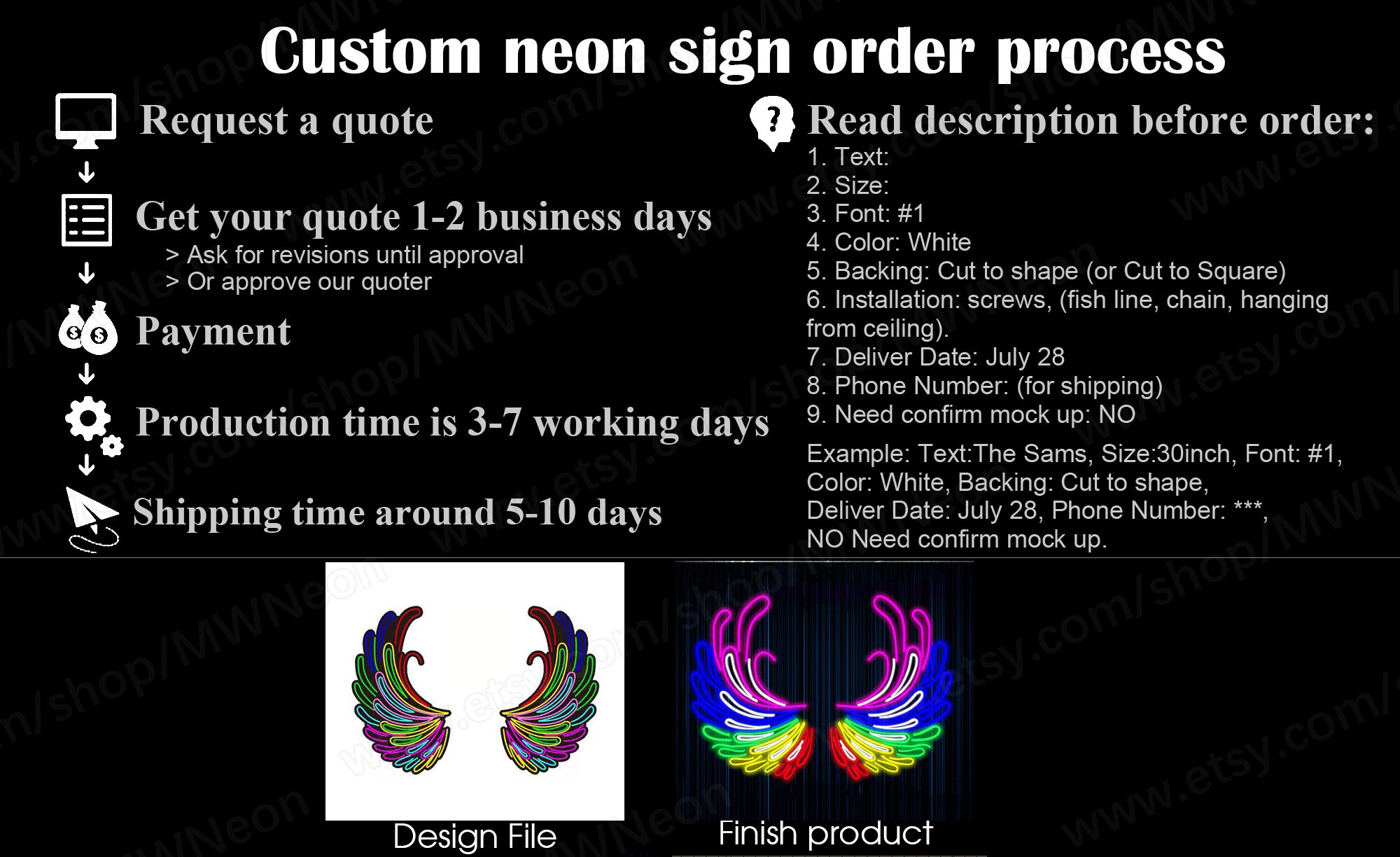 Custom Angel Wings Neon Sign, Custom Personalized Gifts for Girl, Flex ...