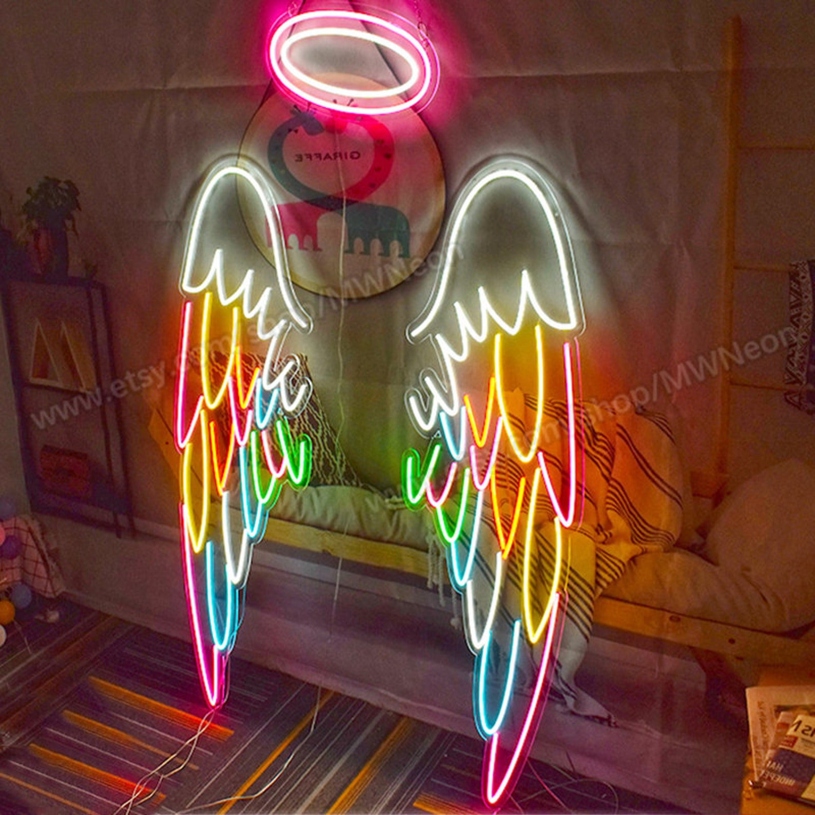 Custom Neon Sign, Angel Wings Neon Sign, Girl Bedroom Decor, Wings of ...