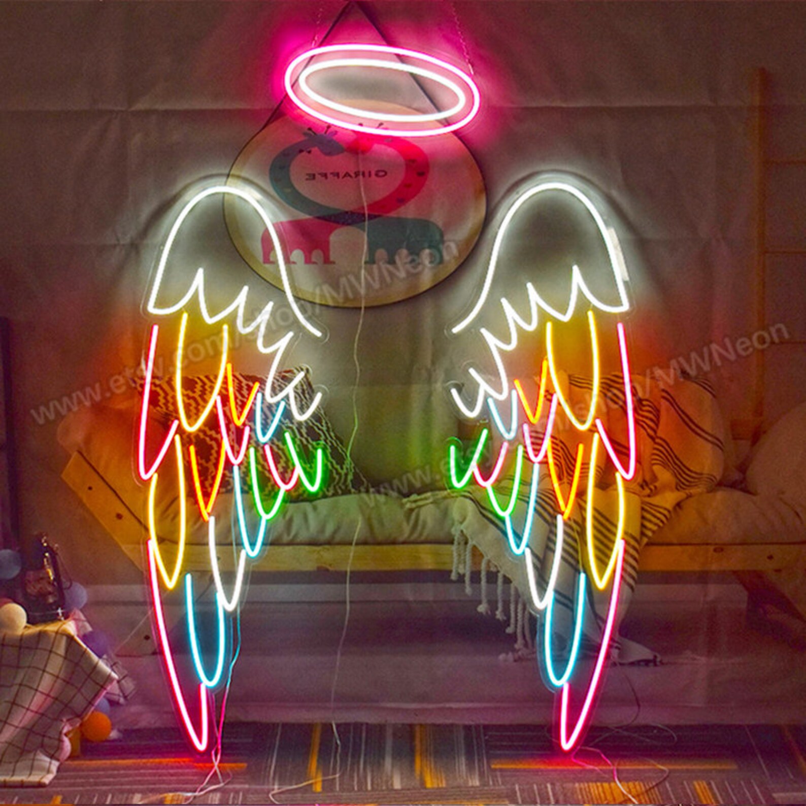 Custom Neon Sign, Angel Wings Neon Sign, Girl Bedroom Decor, Wings of ...