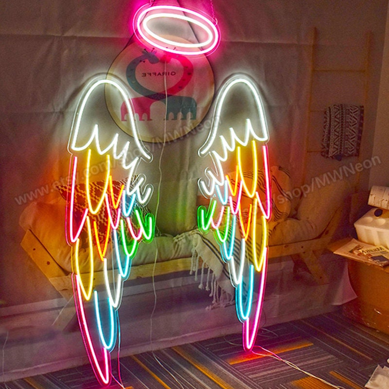 Custom Neon Sign, Angel Wings Neon Sign, Girl Bedroom Decor, Wings of ...