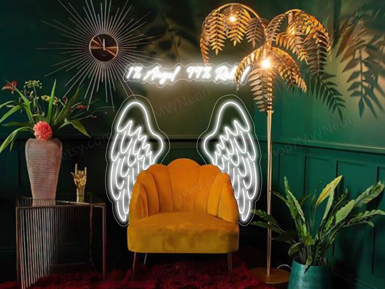 Custom Angel Wings Neon Sign, Personalized Gifts for Her, Girl Bedroom ...