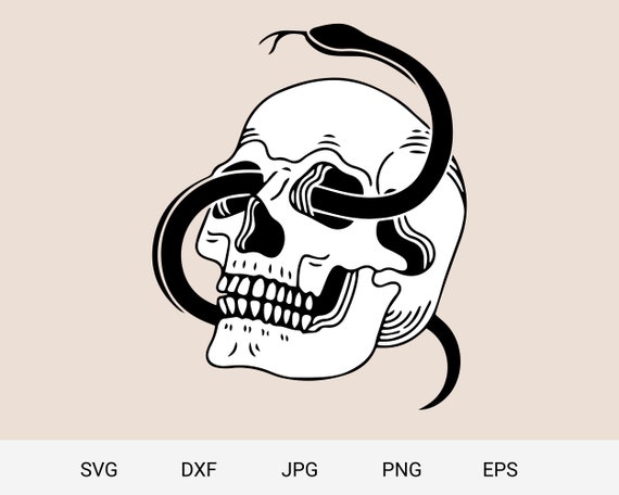 Skull With Snake Svg Print for Halloween | Etsy
