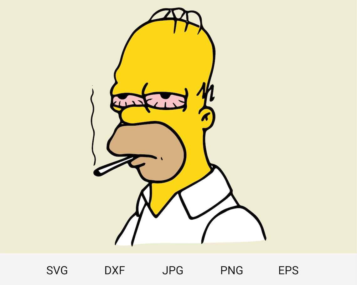 Homer Simpson smoking marijuana svg for t-shirt funny print | Etsy