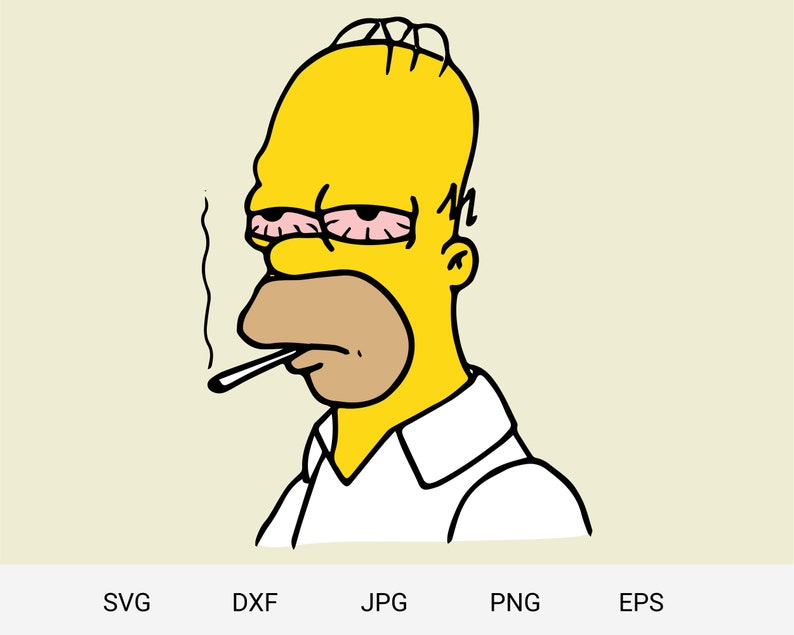 Homer Simpson smoking marijuana svg for t-shirt funny print | Etsy