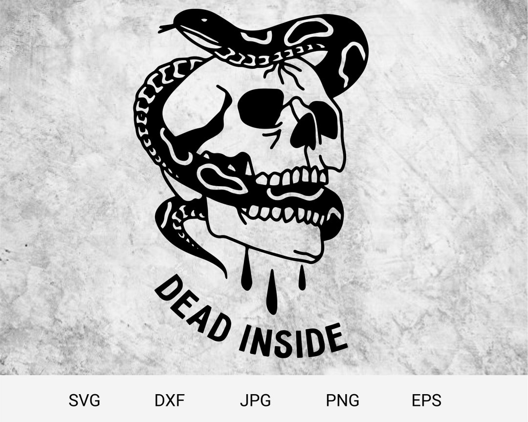 Skull Head With Snake Dead Inside Svg Print for Helloween - Etsy