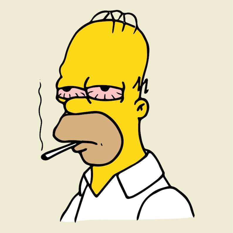 Homer Simpson smoking marijuana svg for t-shirt funny print | Etsy
