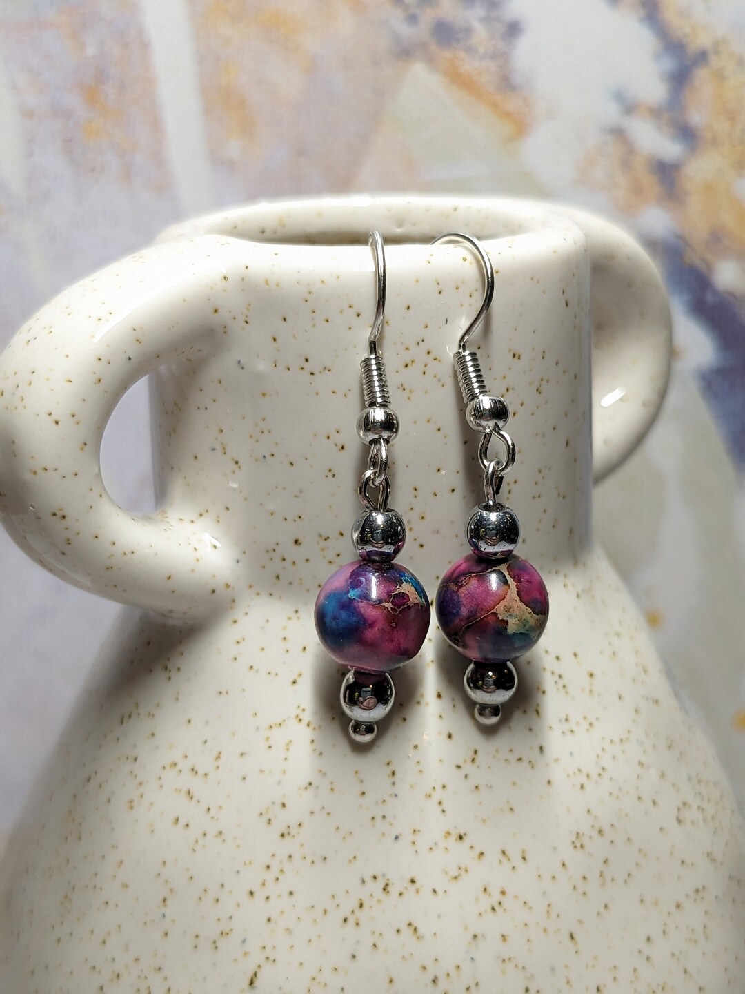 Blue & Purple Sea Sediment Silver-plated Earrings - Etsy