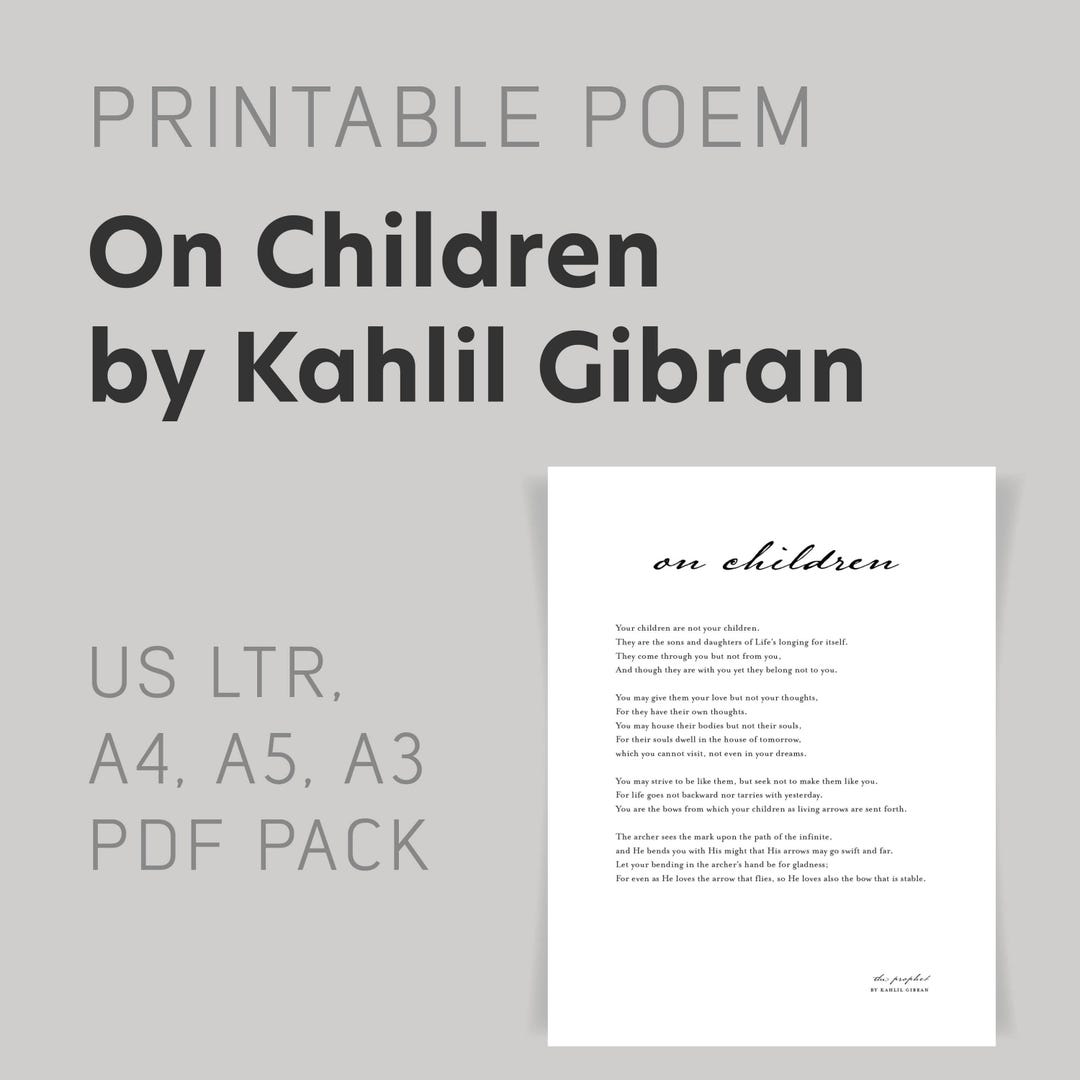 Printable Poem: on Children by Kahlil Gibran (the Prophet) - Etsy