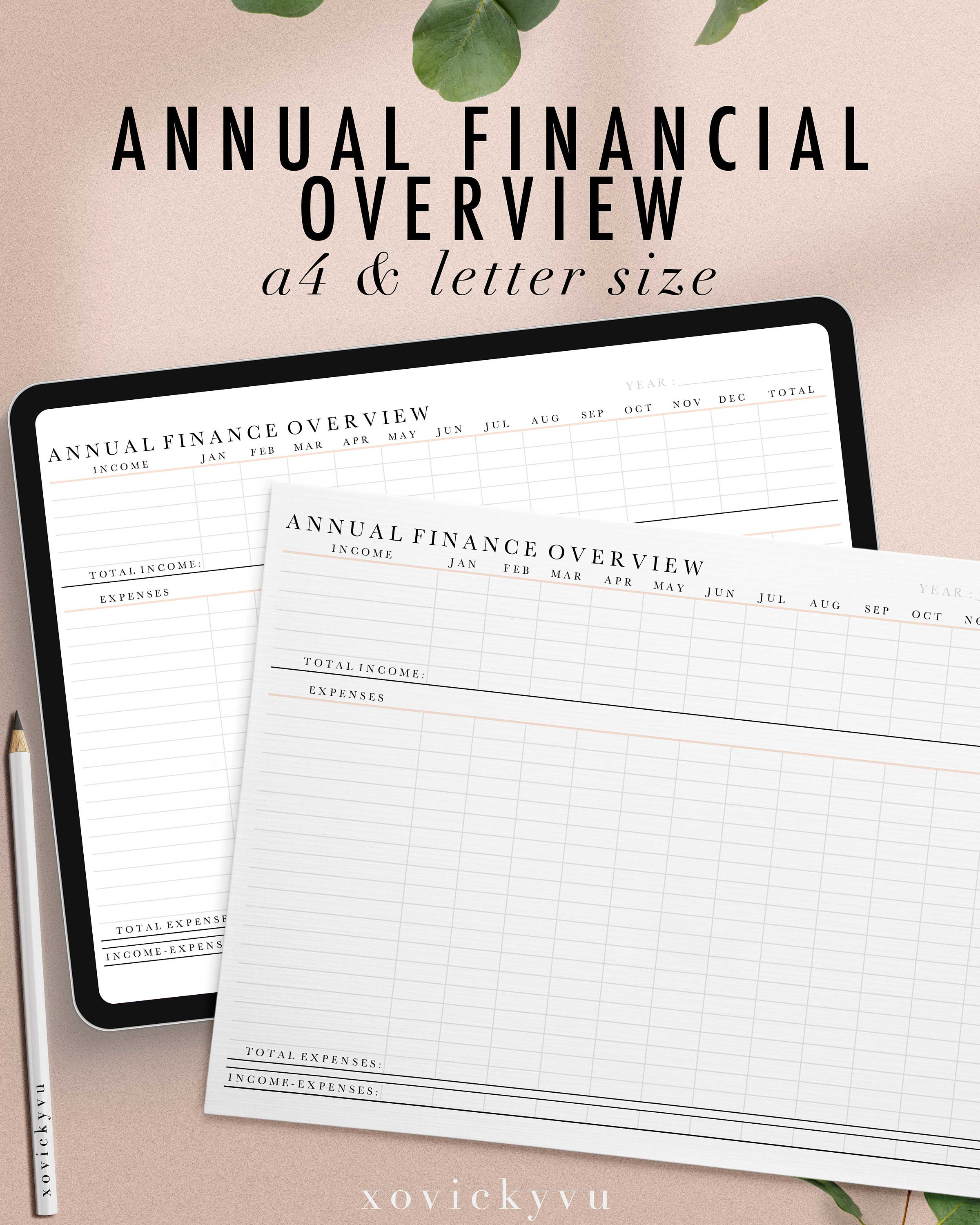 Annual Finance Yearly Finance Tracker Planner Printable | Etsy