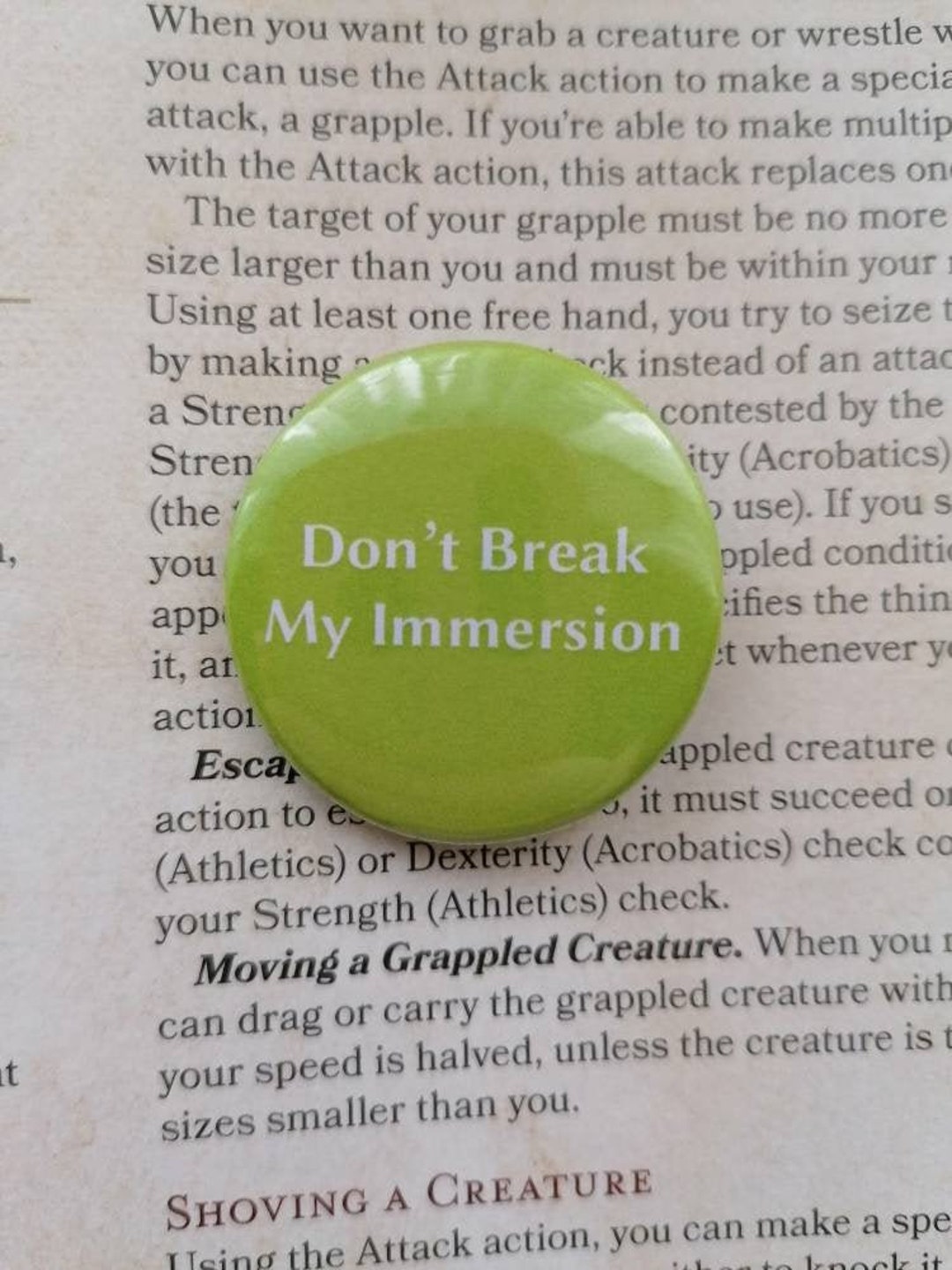Don't Break My Immersion 38mm Button Badge, Dungeons and Dragons, Dnd ...