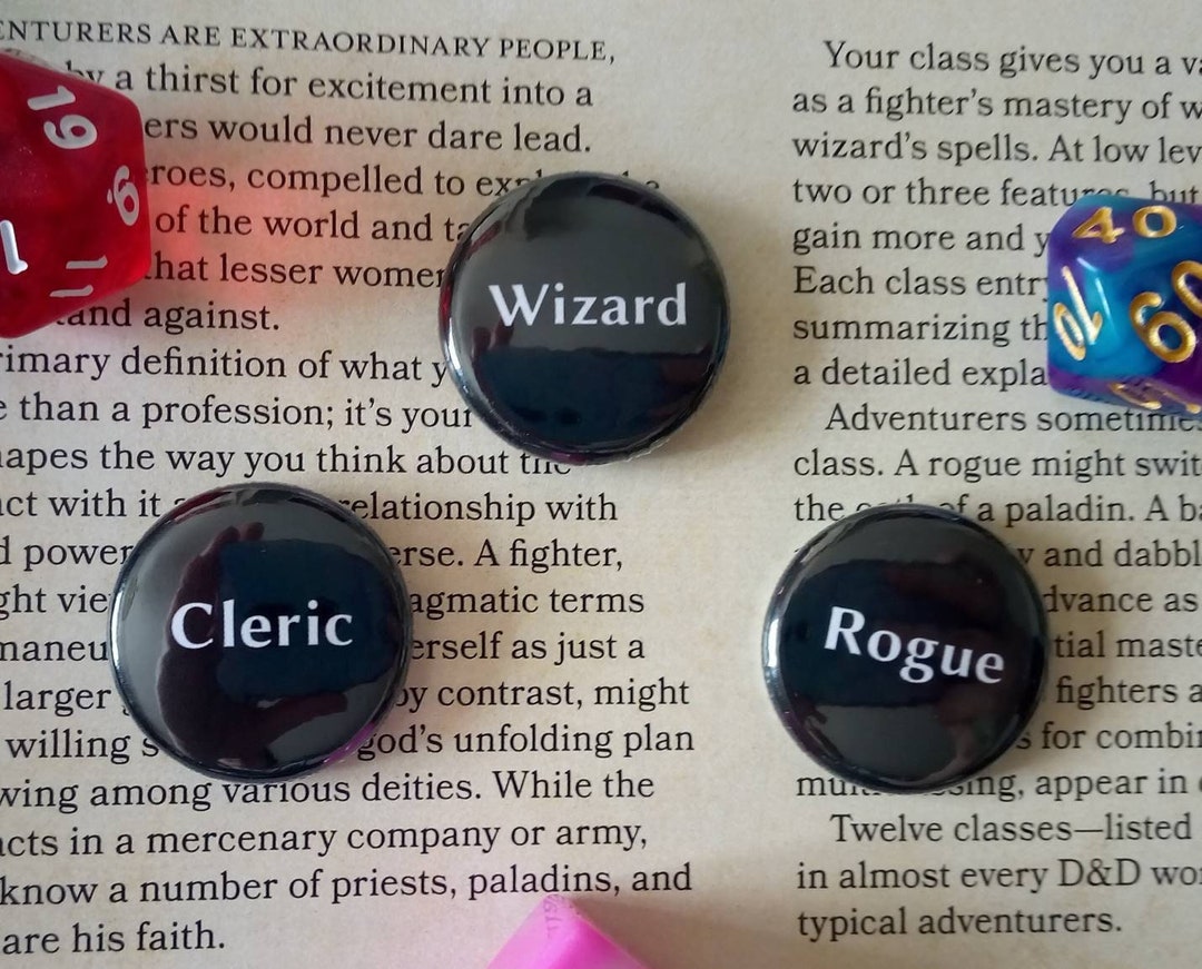 D&D/RPG Class Badges 25mm Black Button Badges Dungeons and - Etsy UK